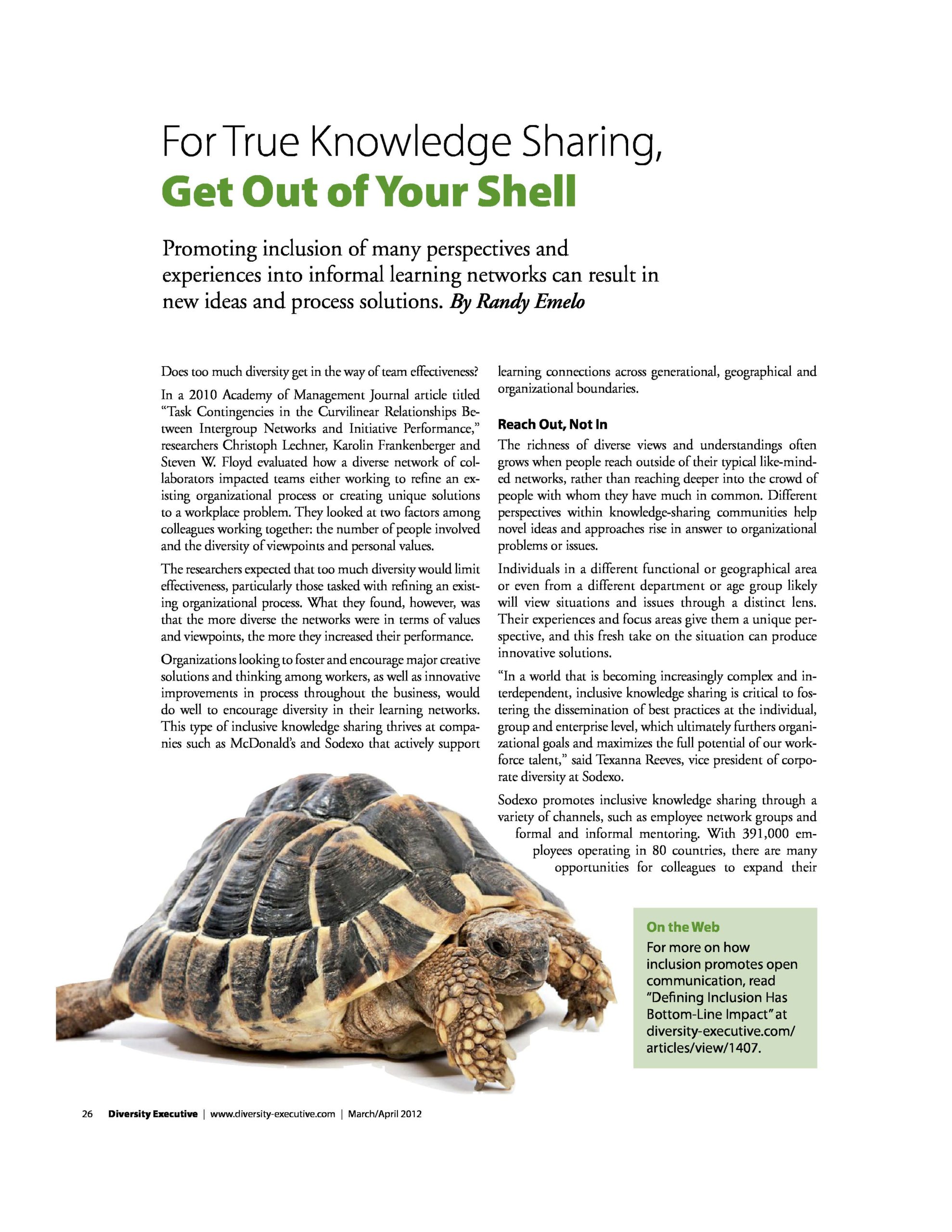 River | For True Knowledge Sharing, Get Out of Your Shell - River